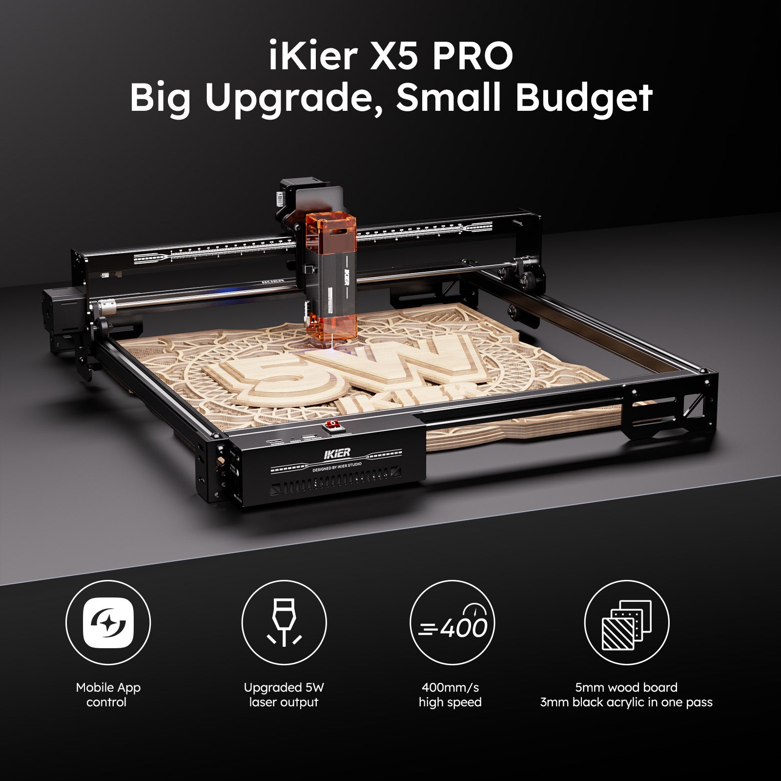 iKier X5 Pro: Upgraded 5W Laser Engraving Machine with Gen2 Spot Compr